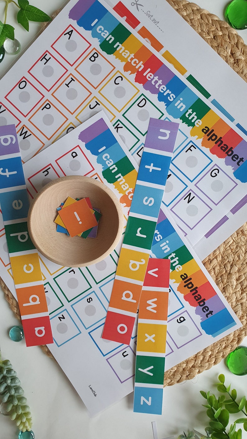 Alphabet Busy Book Printable for Toddlers, Rainbow Matching Puzzle ...