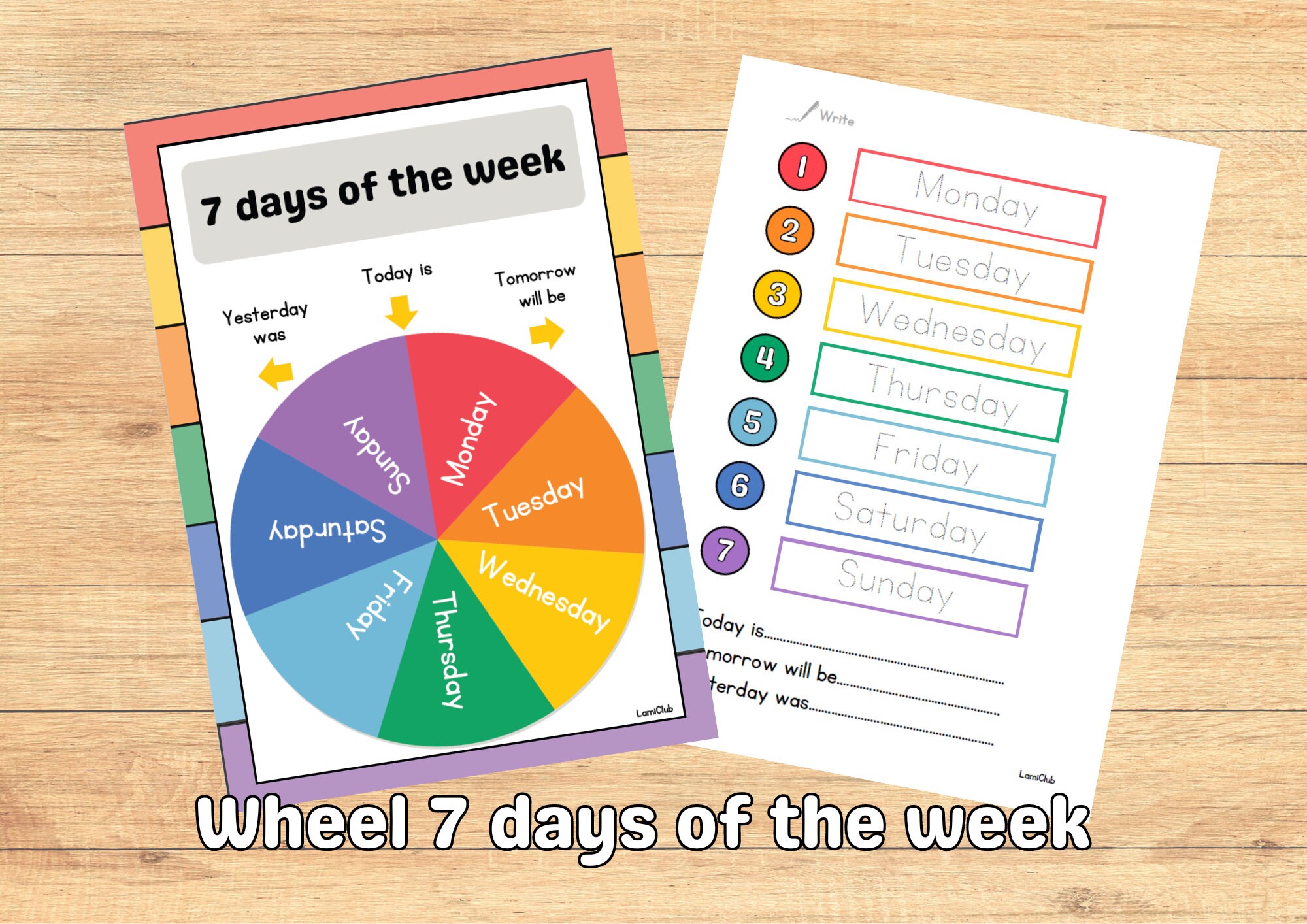 Wheel 7 Days of the Week & Tracing Worksheet, Toddler Activities ...