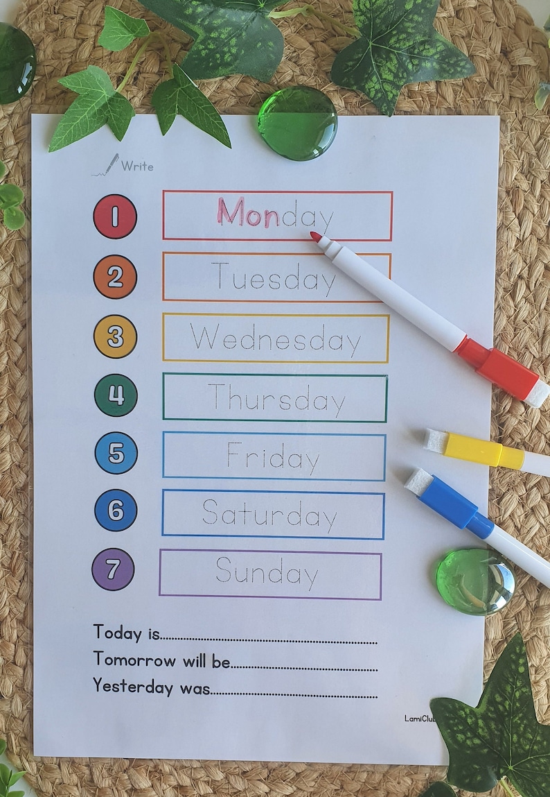 Wheel 7 Days of the Week & Tracing Worksheet, Toddler Activities ...