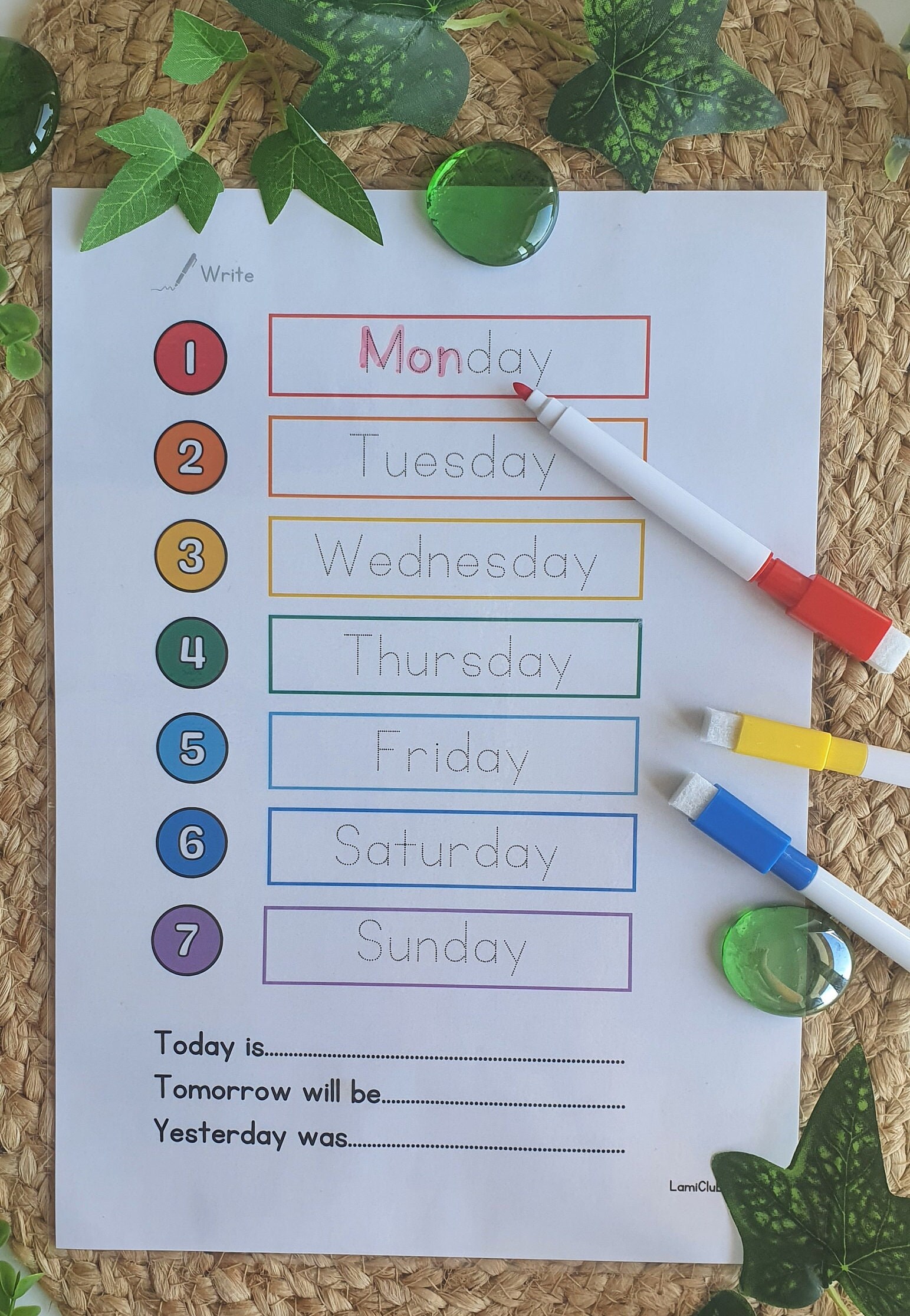 Wheel 7 Days of the Week & Tracing Worksheet, Toddler Activities ...