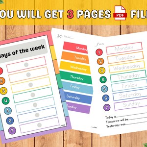 7 Days of the Week Printable Chart & Rainbow Tracing Worksheet for ...
