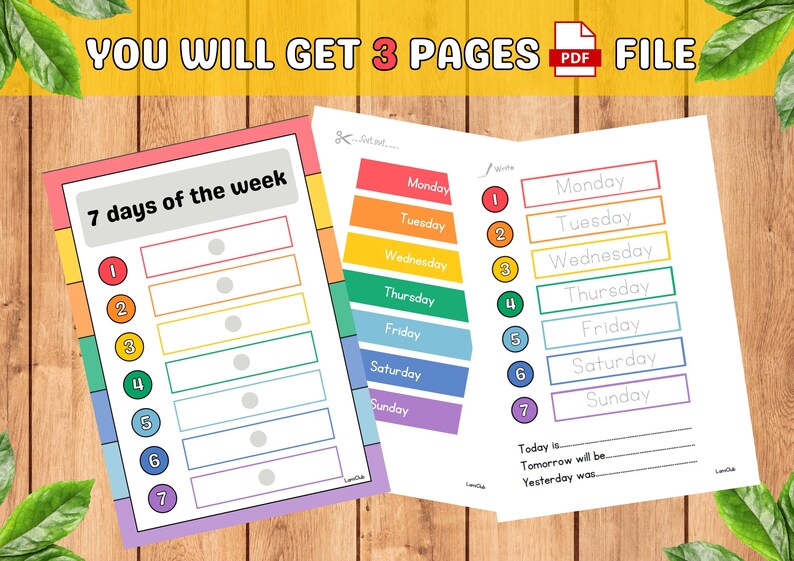 7 Days of the Week Printable Chart & Rainbow Tracing Worksheet for ...