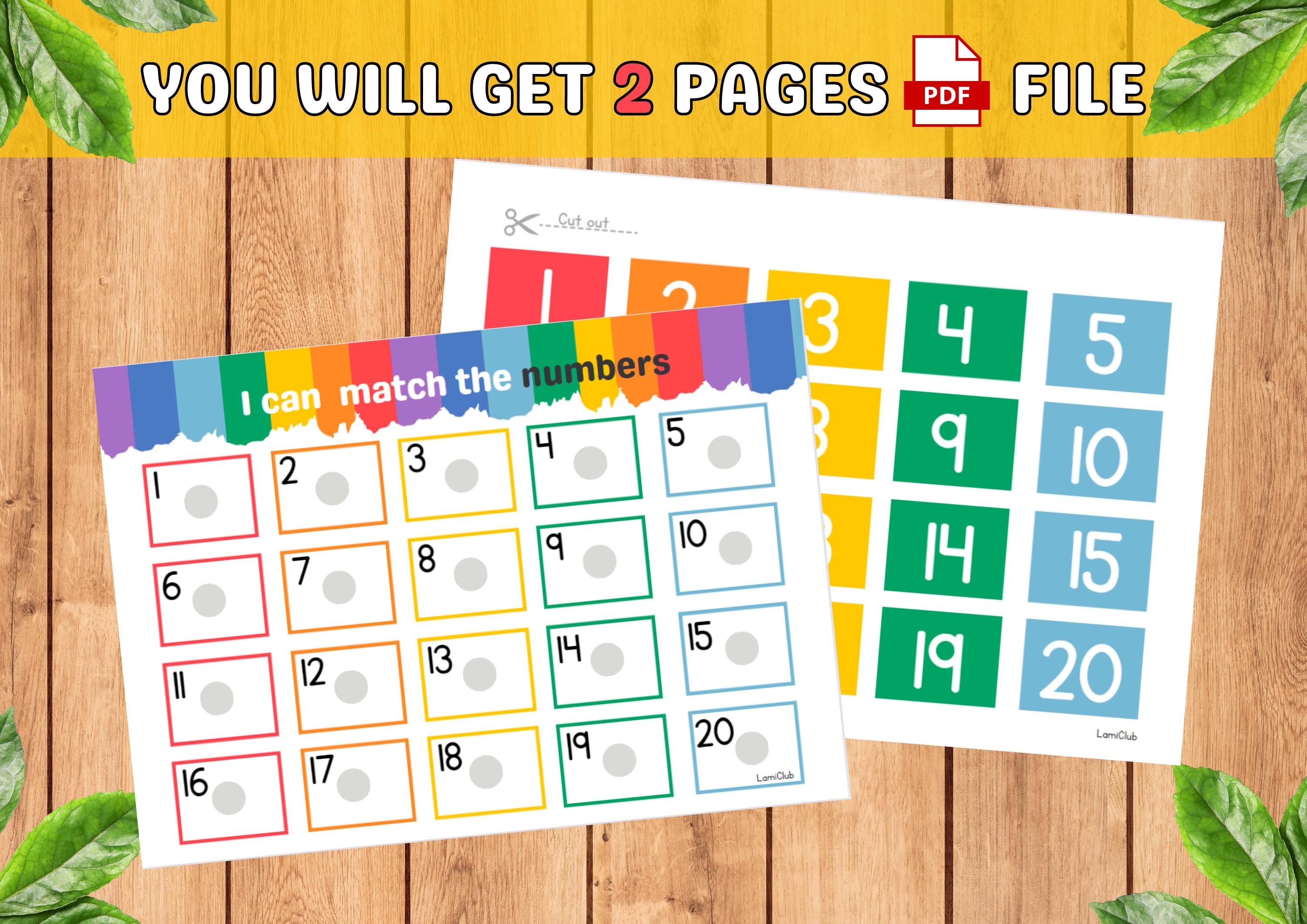 Numbers Matching Busy Book Game for Toddlers: Count 1-20 Printable ...