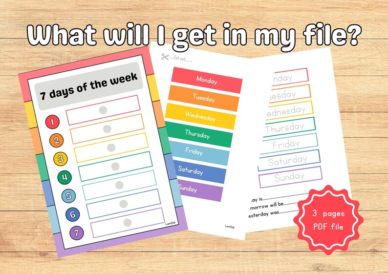 7 Days of the Week Printable Chart & Rainbow Tracing Worksheet for ...