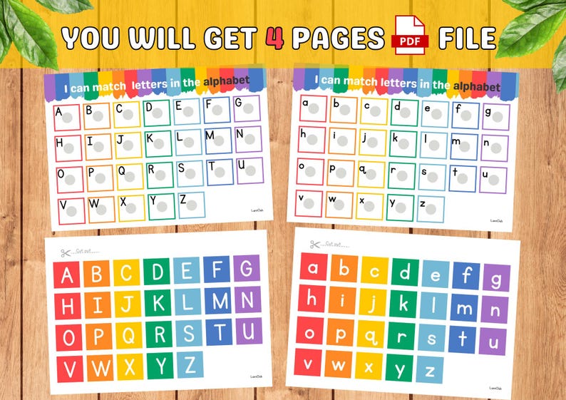 Alphabet Busy Book Printable for Toddlers, Rainbow Matching Puzzle ...
