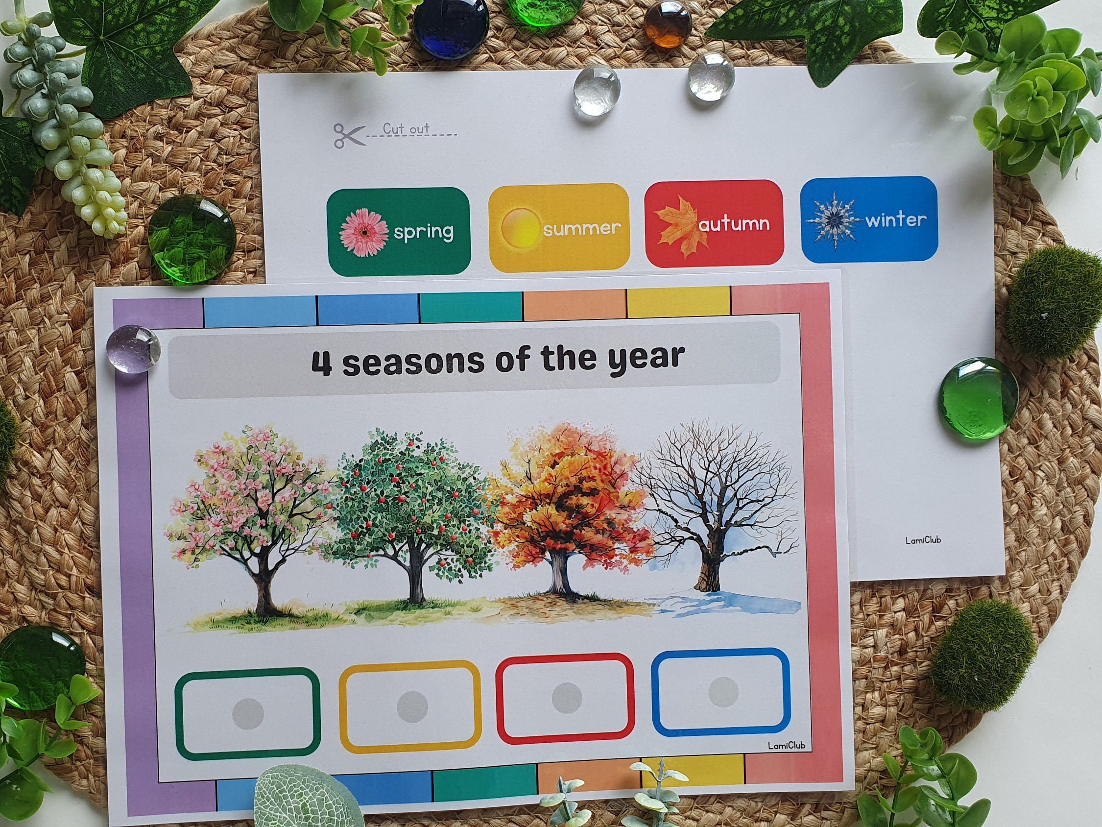 4 Seasons Matching Game, Montessori Printable Preschool, Morning Time ...