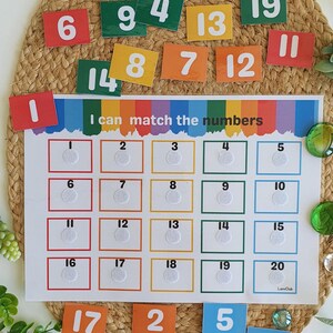 Numbers Matching Busy Book Game for Toddlers: Count 1-20 Printable ...