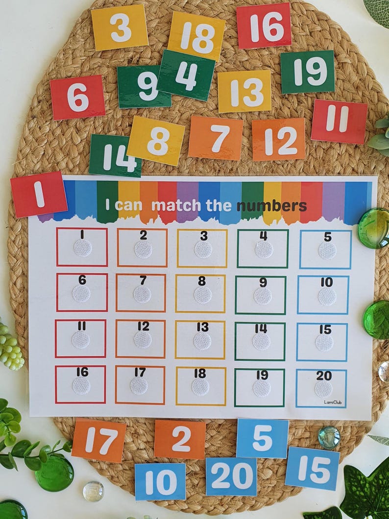 Numbers Matching Busy Book Game for Toddlers: Count 1-20 Printable ...