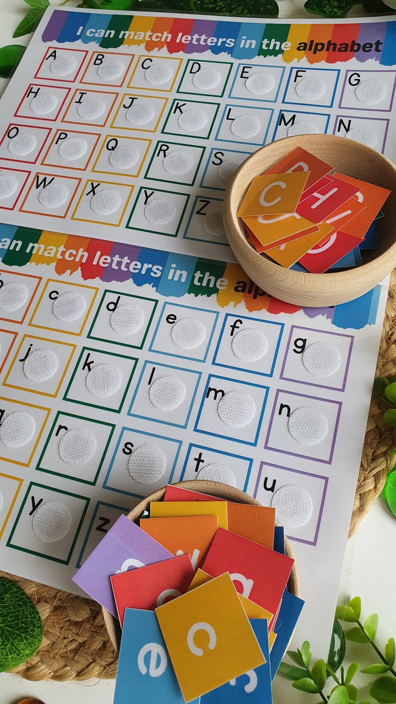 Alphabet Busy Book Printable for Toddlers, Rainbow Matching Puzzle ...
