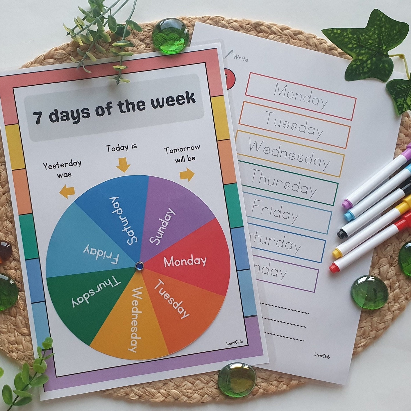 Wheel 7 Days of the Week & Tracing Worksheet, Toddler Activities ...