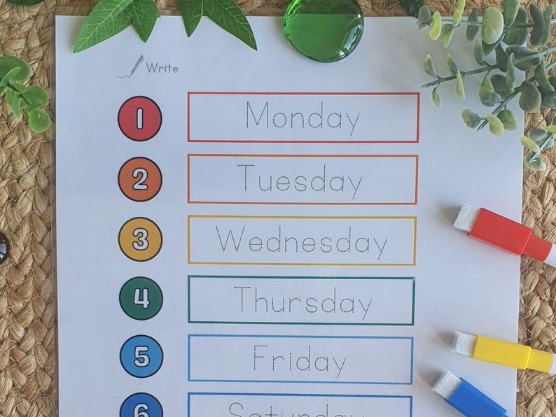 Wheel 7 Days of the Week & Tracing Worksheet, Toddler Activities ...