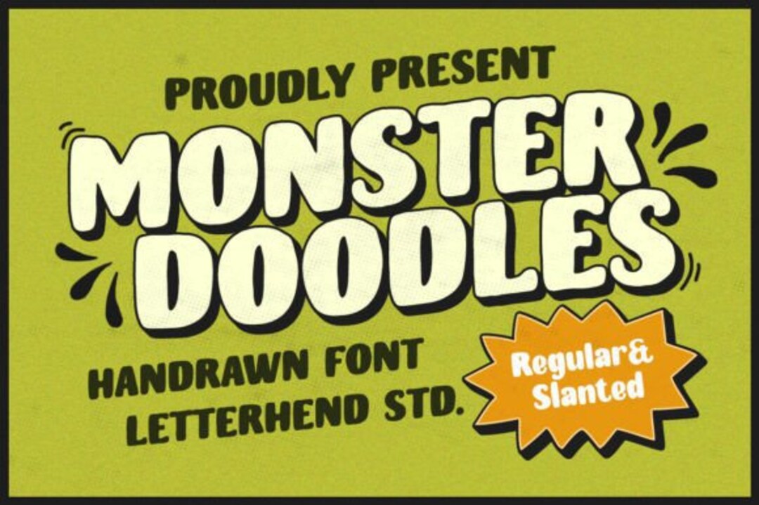 Monster Doodles Font, Groovy Font, Branding Font, Wedding Font, Retro ...