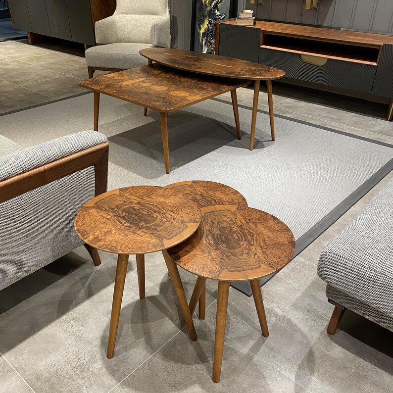 Wooden Nesting Table Set of 3 , Mid Century Modern Nesting Table ...