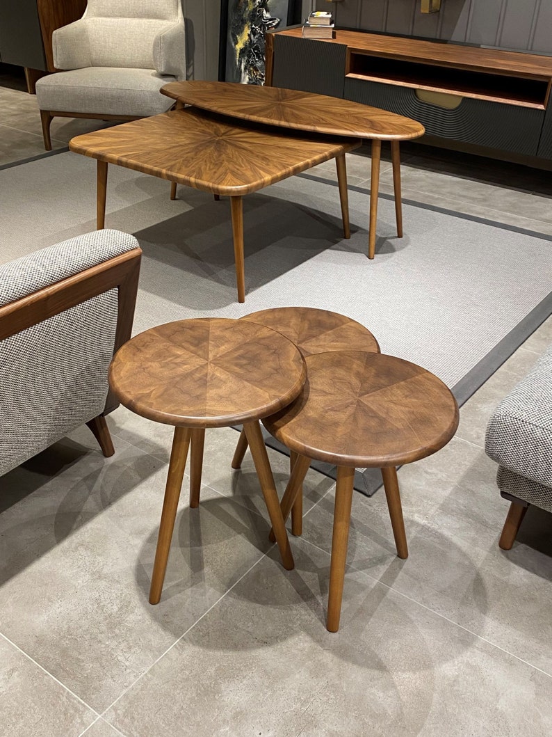 Wooden Nesting Table Set of 3 , Mid Century Modern Nesting Table ...