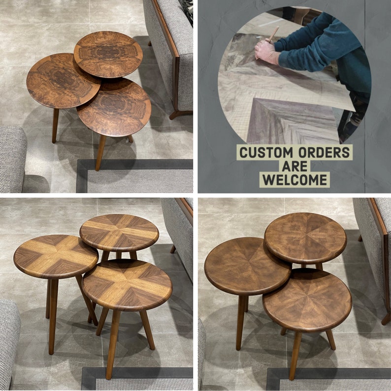 Wooden Nesting Table Set of 3 , Mid Century Modern Nesting Table ...