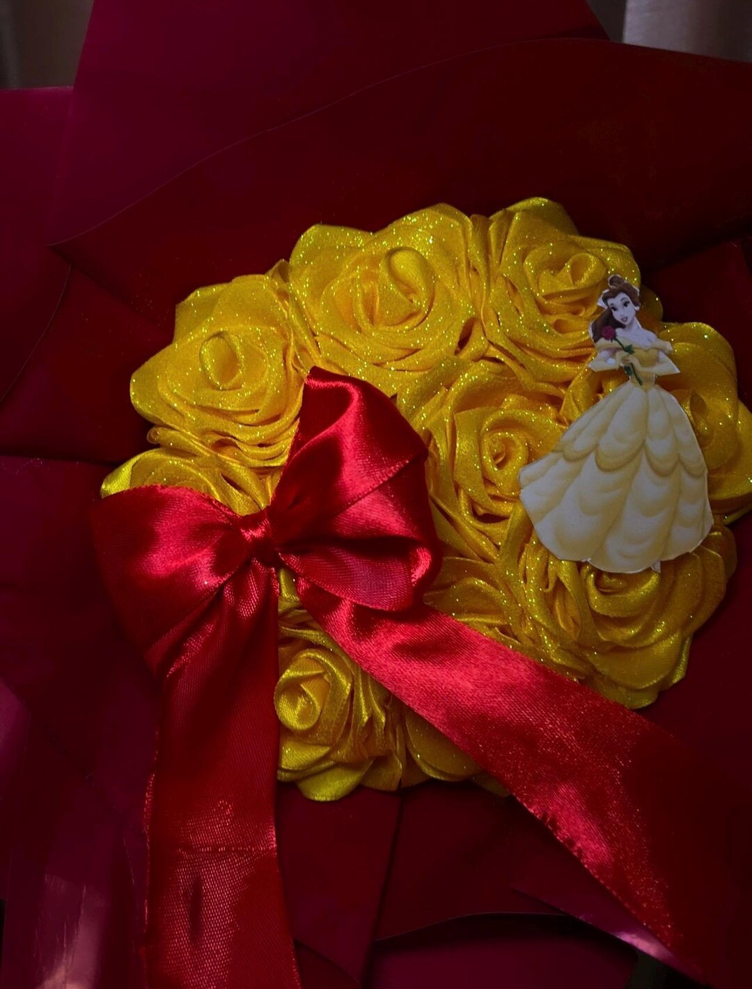 10 Glitter Red Rose Bouquet - Etsy