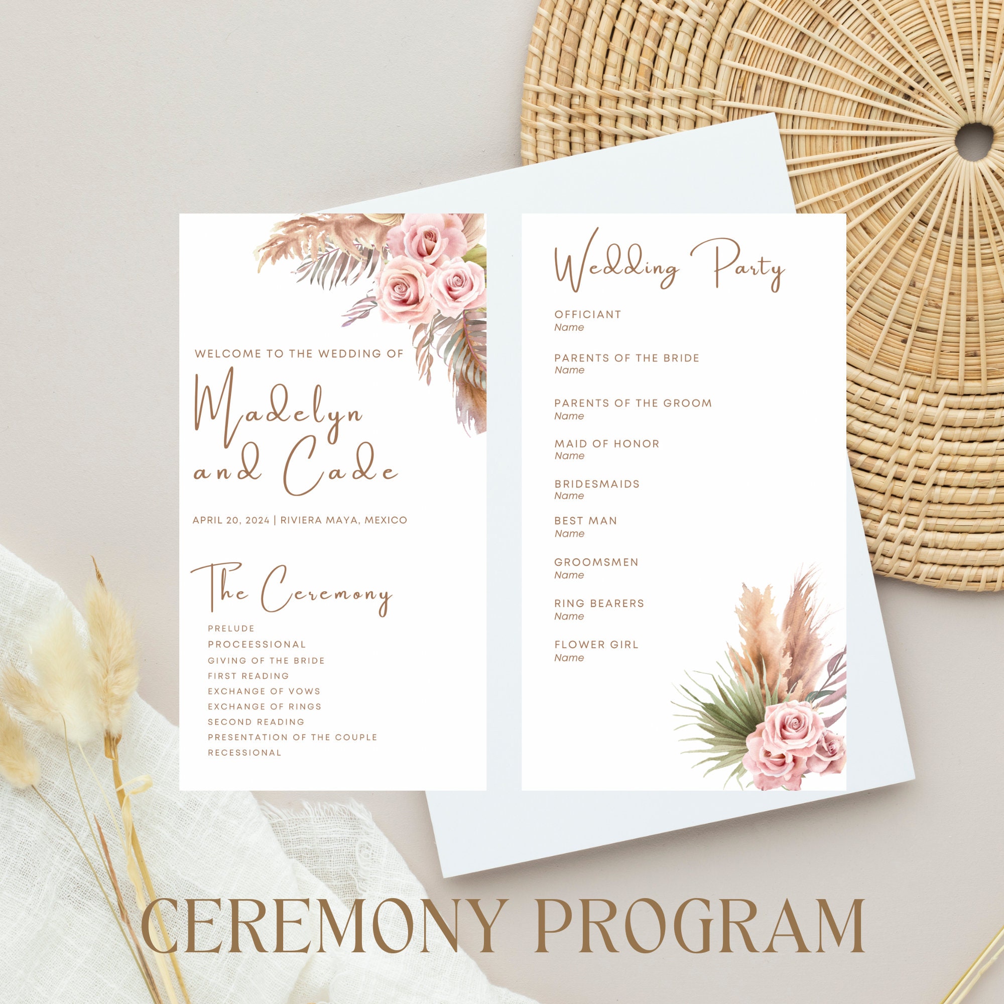 Destination Wedding Templates, Boho Beach Wedding, Boho Wedding ...