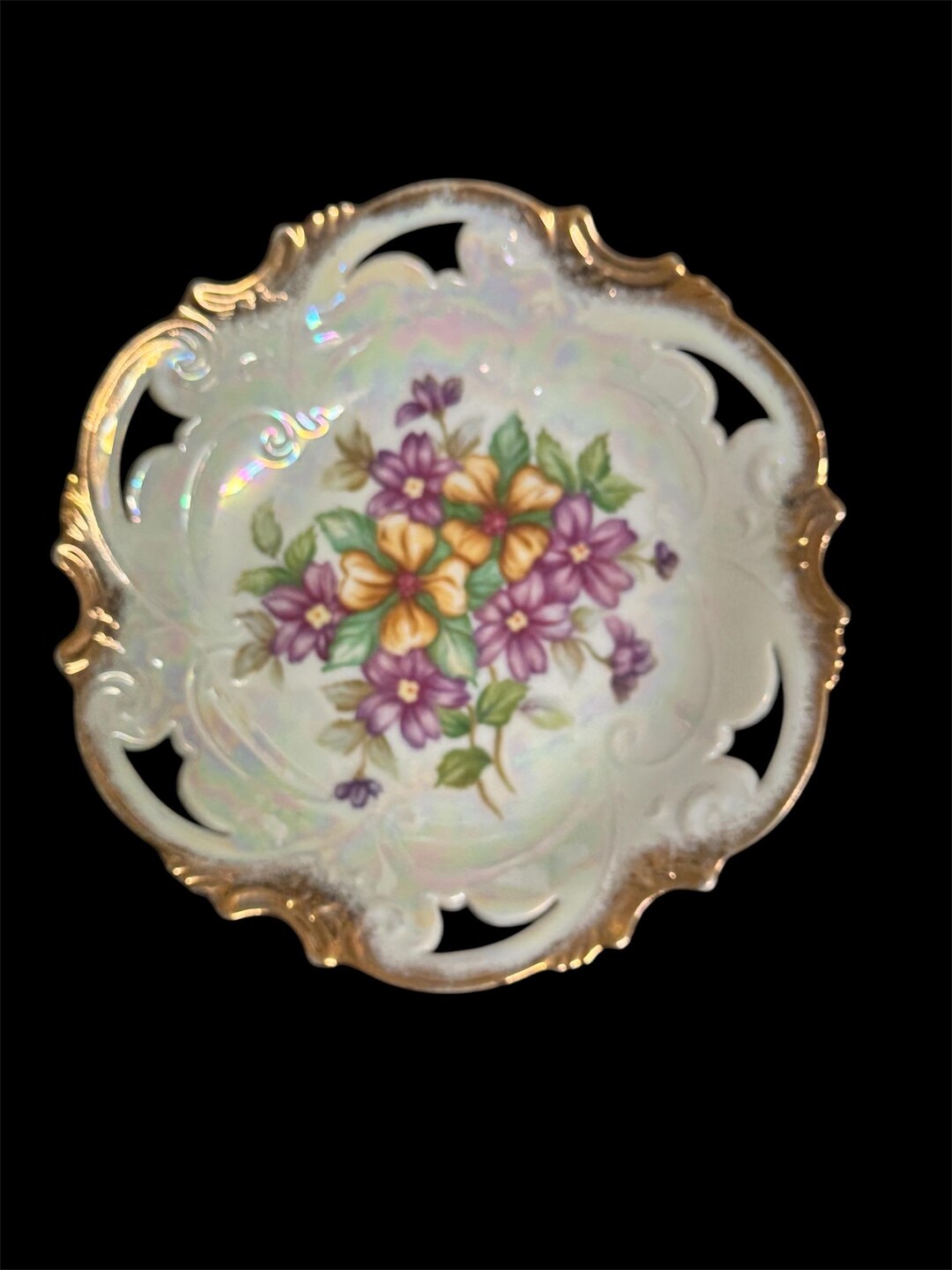 Beautiful Vintage Lusterware Dish and Sugarbowl - Gilded With Redacted ...