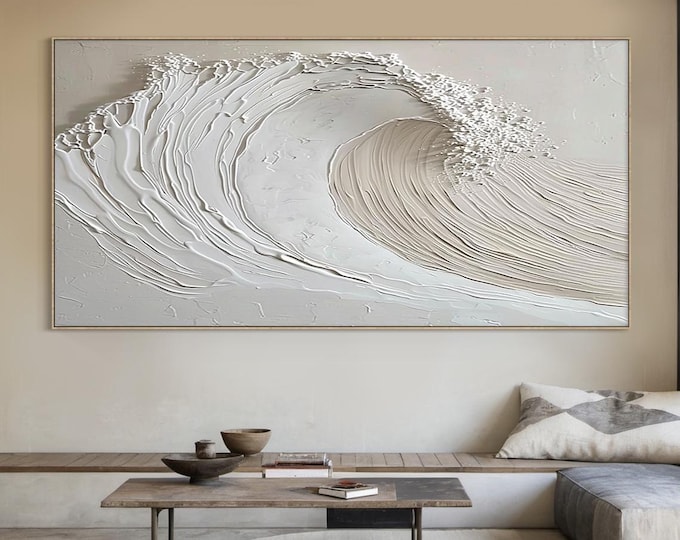 Original Ocean Wave Oil Painting on Canvas 3D Textured Painting ...