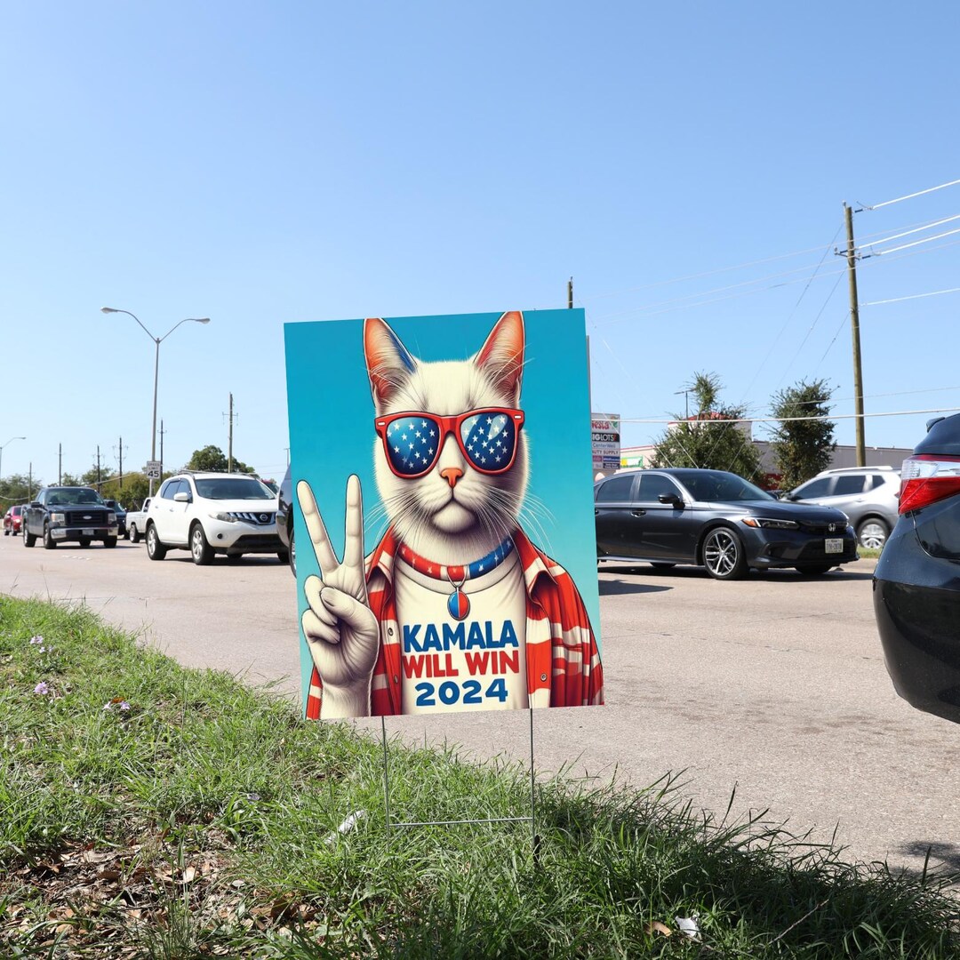 Kamala Harris Cat Yard Sign, Cute Political Yard Sign, Funny Kamala ...