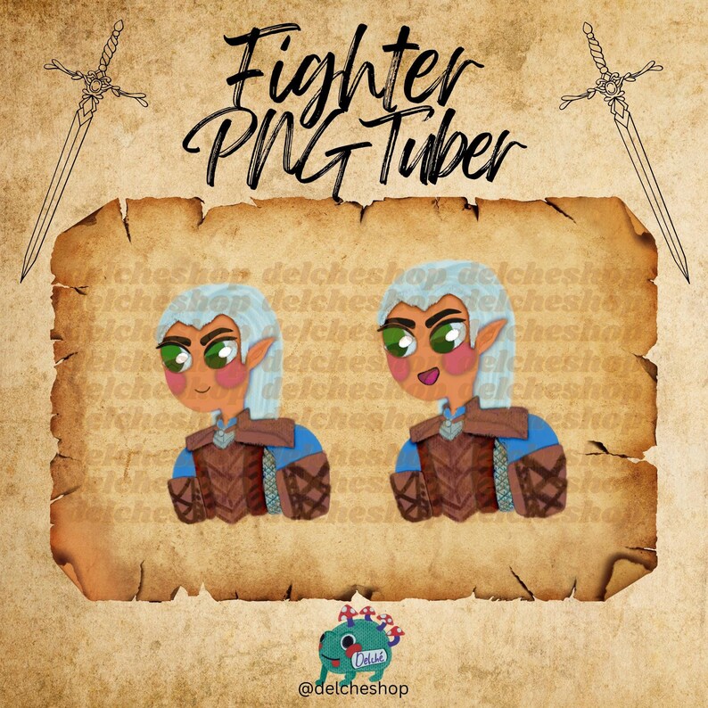 Fighter PNG Tuber // BG3 Tav Inspired Pngtuber // White Haired-elf ...