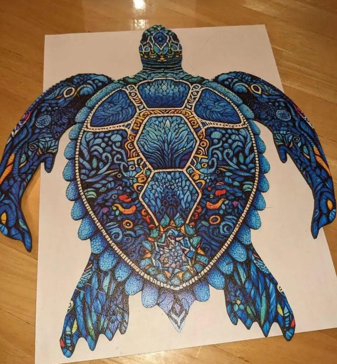 Sea Turtle Jigsaw Wooden Puzzle, Wooden Animal Puzzle, Unique Shaped ...