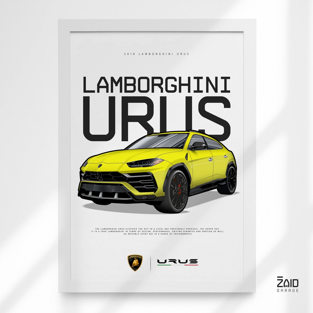 Lamborghini Urus Automotive Poster, Sports Car, Vehicle Digital Art ...