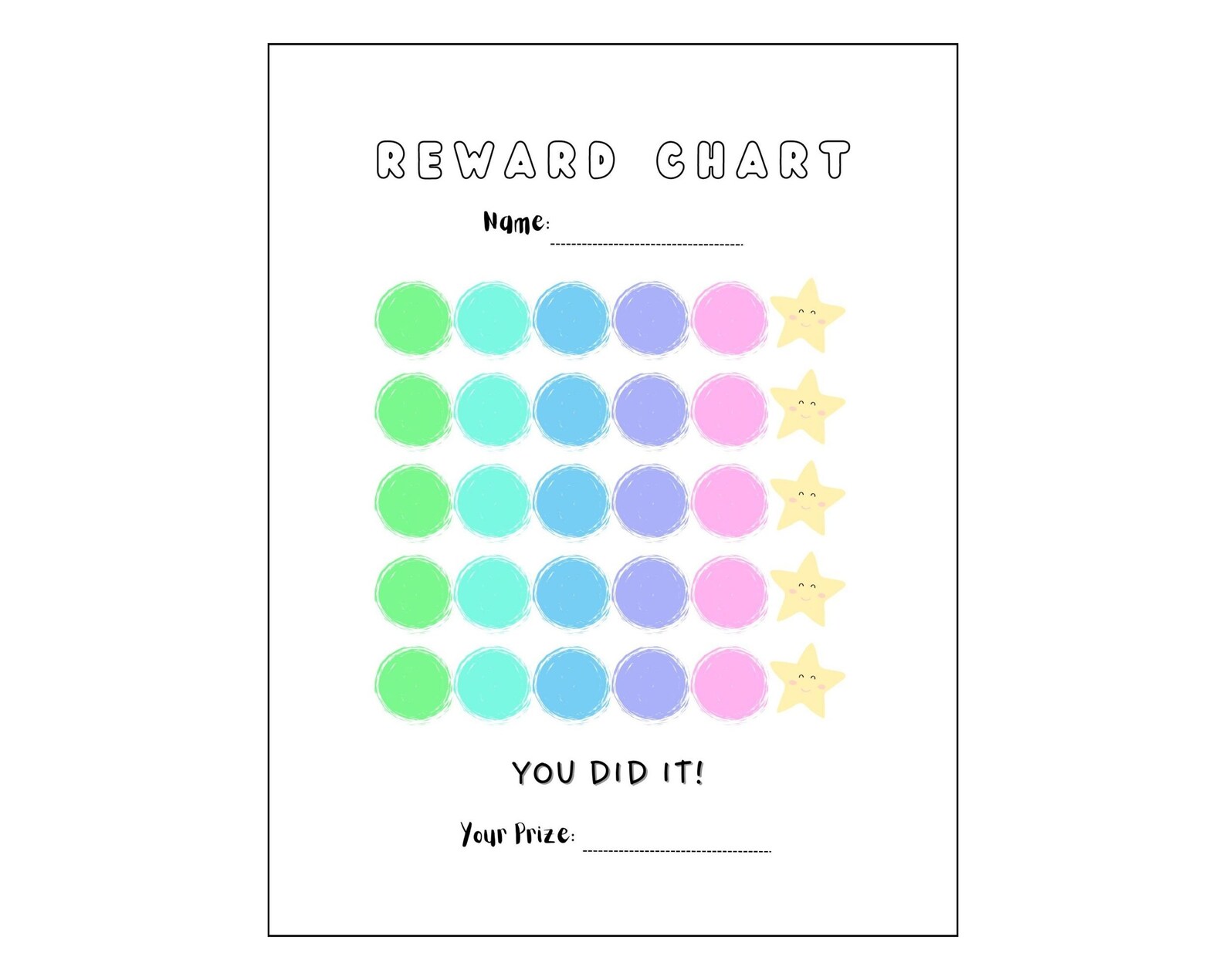 Printable Reward Chart, Toddler Reward Chart for Behavior and Potty ...