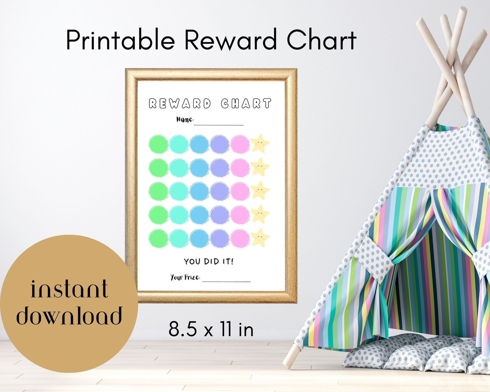 Printable Reward Chart, Toddler Reward Chart for Behavior and Potty ...