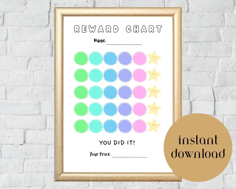 Printable Reward Chart, Toddler Reward Chart for Behavior and Potty ...