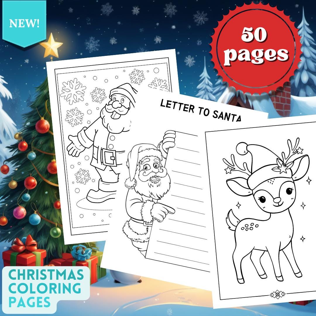 50 Printable Coloring Pages for Kids, Interactive Christmas Workbook ...