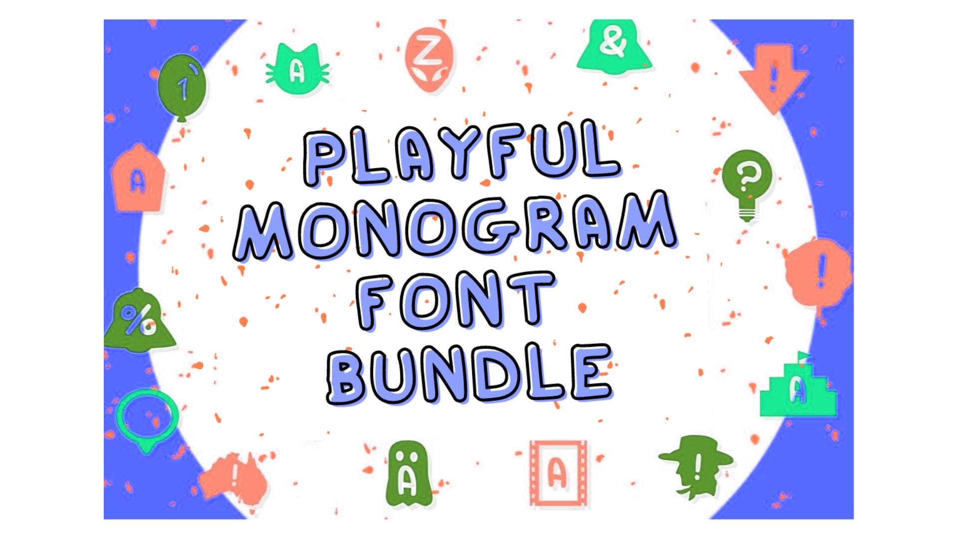 Playful Monogram Font Bundle, Monogram Svg Bundle, Script Font Svg, Cute Fonts for Procreate ...