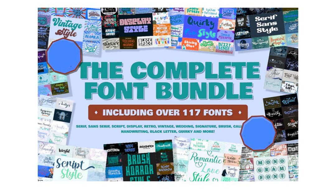 The Complete Font Bundle, Modern Retro Font Bundle Collection, Cricut ...
