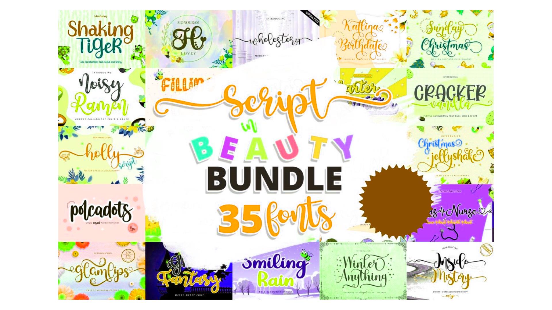 Script in Beauty Font Bundle, Fonts for Procreate Heart Font Fonts for ...