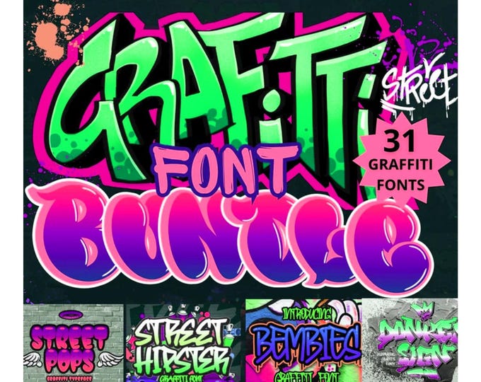 Graffiti Font Bundle, Graffiti Font, Font Bundle, Graffiti Designs ...