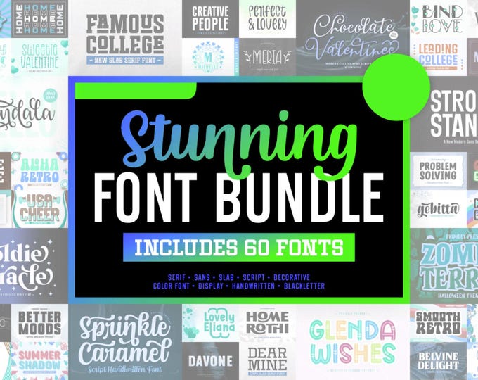 Stunning Font Bundle, Cricut, Canva Font, Script Font, Fonts, Digital Fonts, Procreate Fonts ...