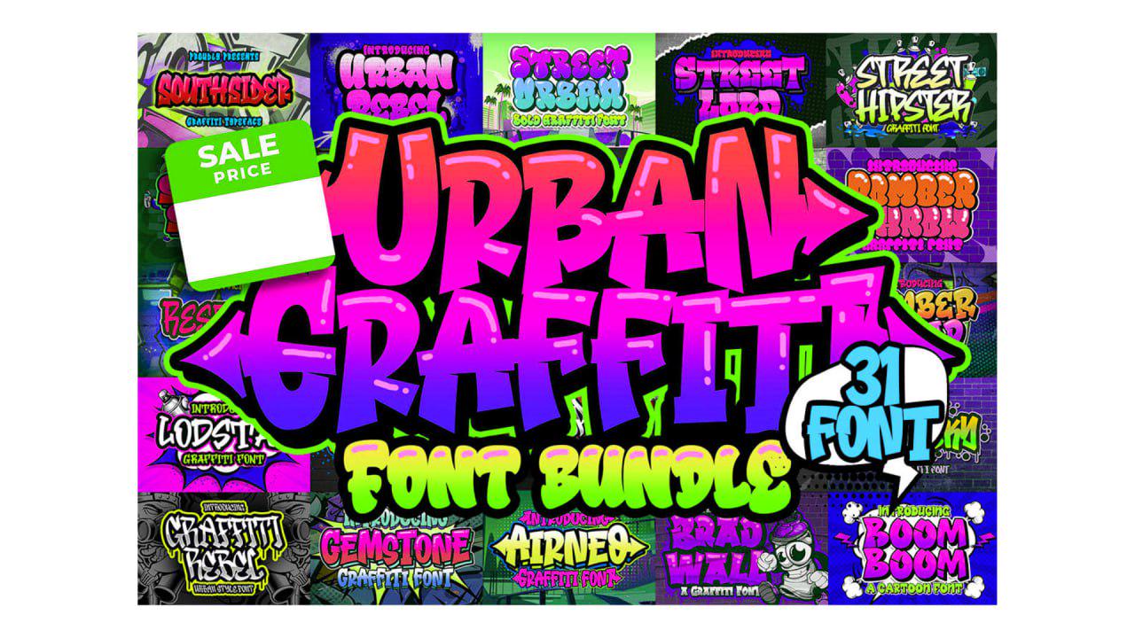 Urban Graffiti Font Bundle,graffiti Font, Font Bundle, Graffiti Designs ...