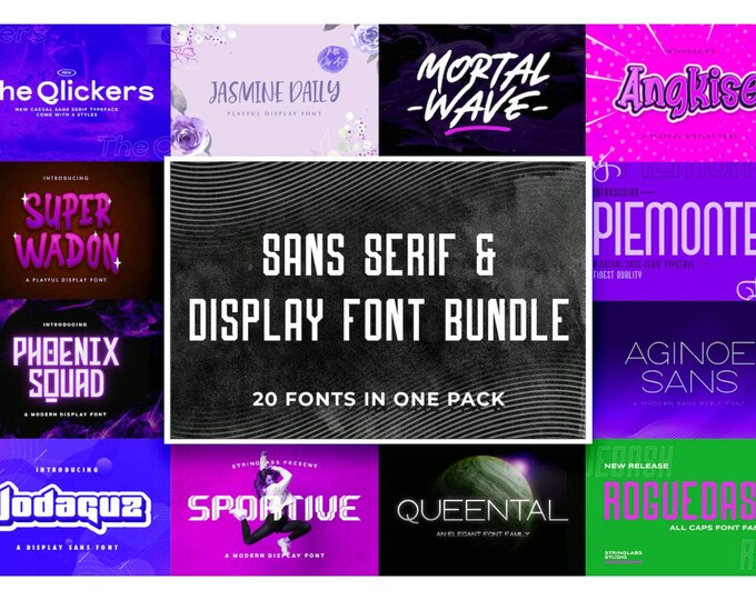 Sans Serif and Display Font Bundle, the Sans & Serif Font Bundle, Logo ...