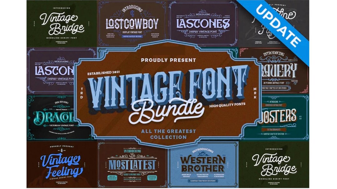 Vintage Font Pack 2, Retro Script, Vintage Font, 60s Font, 70s Font ...