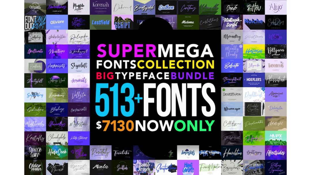 Super Mega Fonts Collection Big Typefacemega SVG Bundle, Svg Files for ...