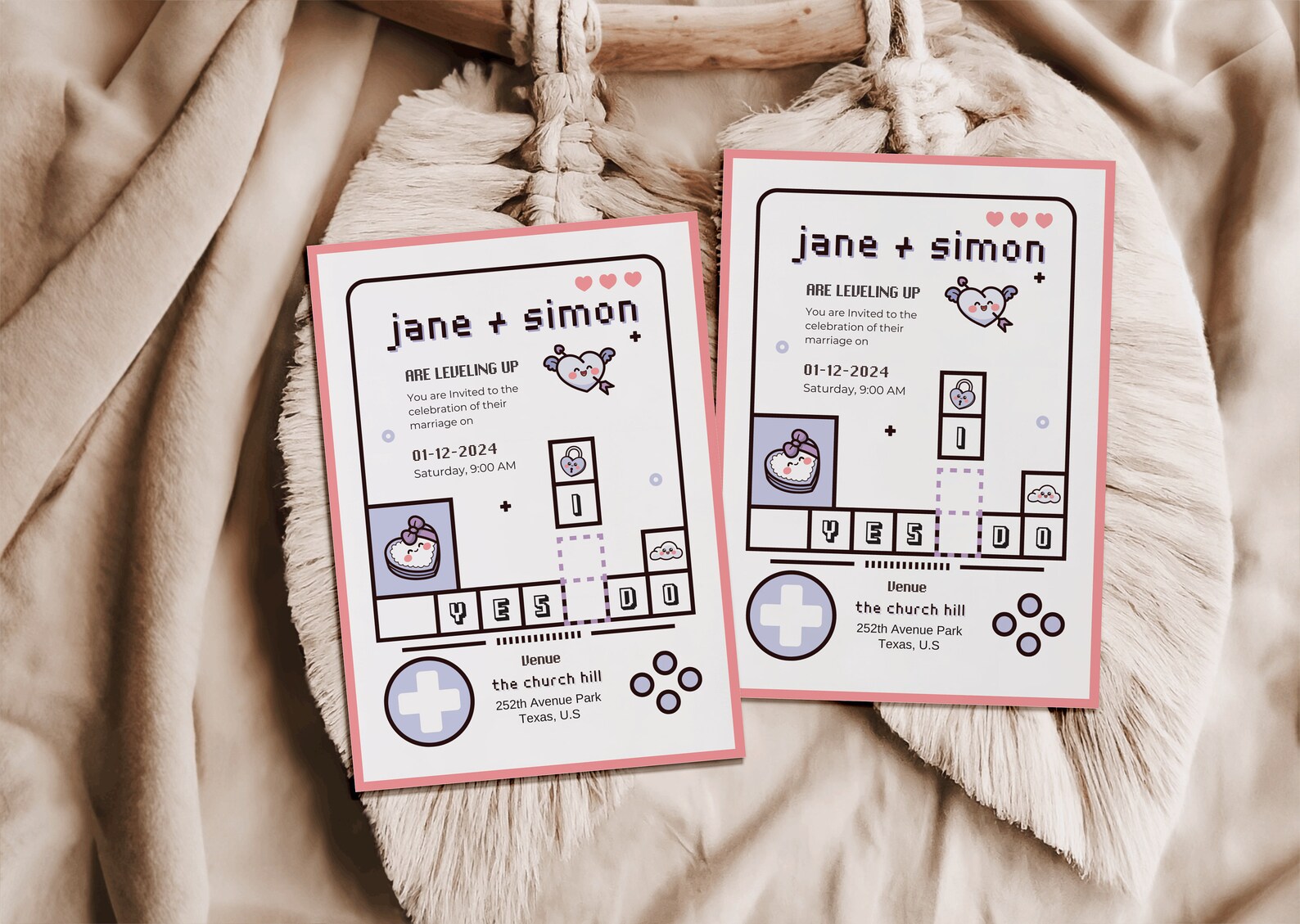 Gamer Themed Wedding Invitation Card Gamer Kirby Themed Editable ...