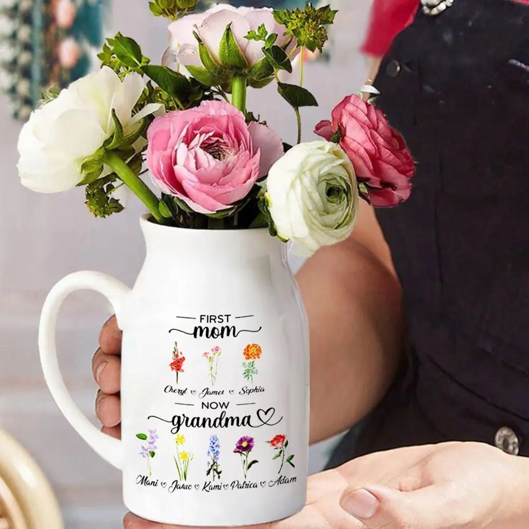 Custom Grandma's Garden Vase With Kids & Grandkids Names Personalised ...