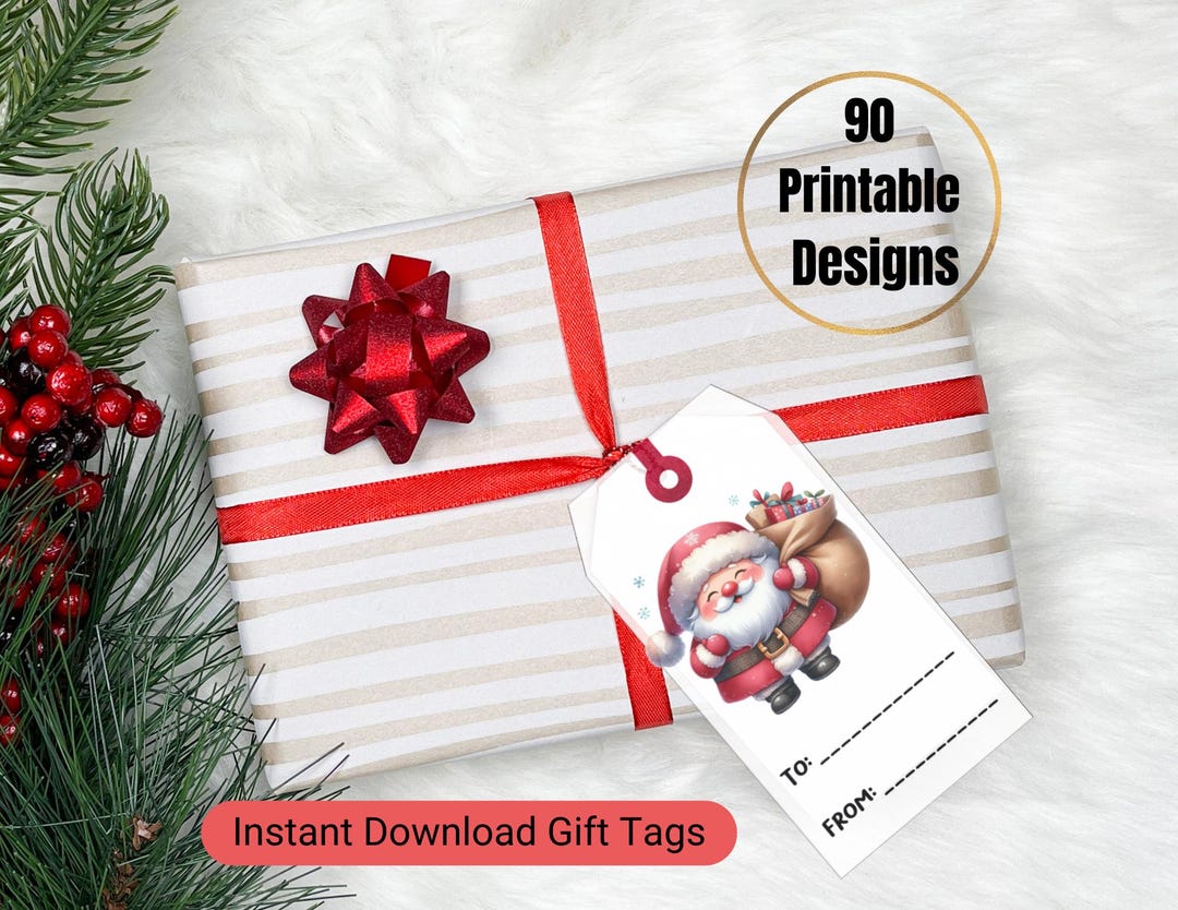 Printable Santa Gift Tag Assortment Merry Christmas Gift Tag Xmas Gift ...
