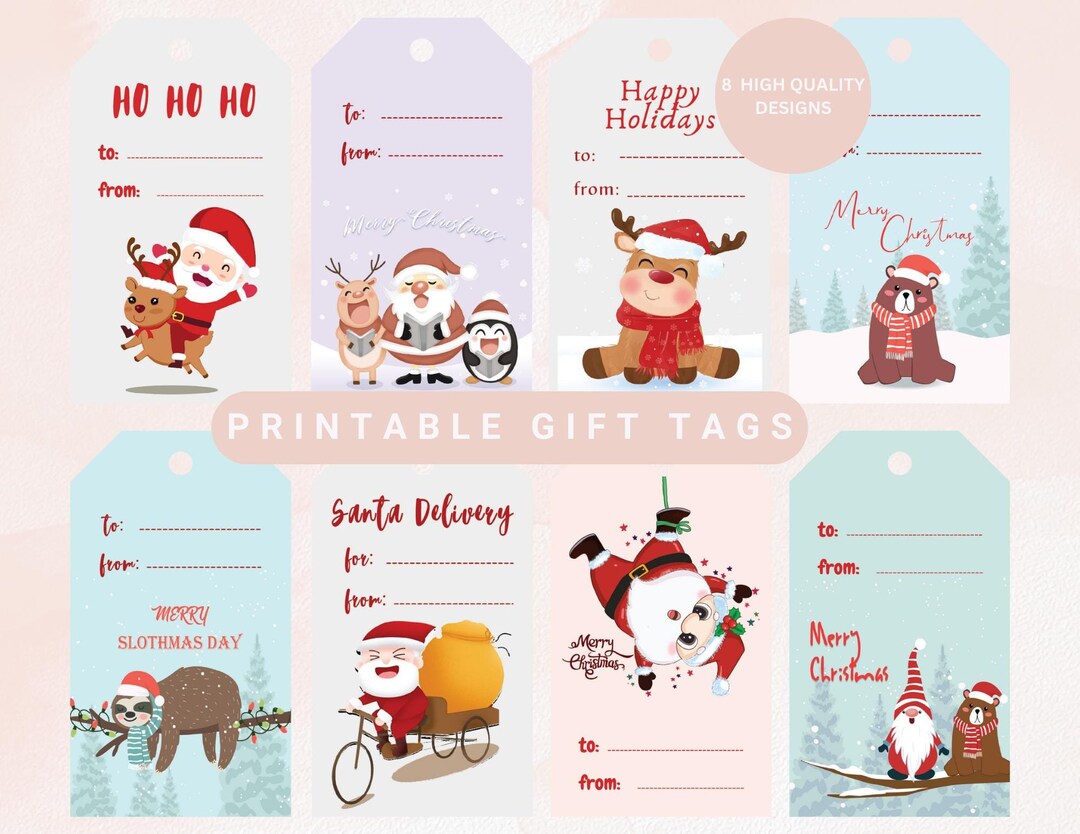 Printable Santa Gift Tag Assortment Merry Christmas Gift Tag Xmas Gift ...