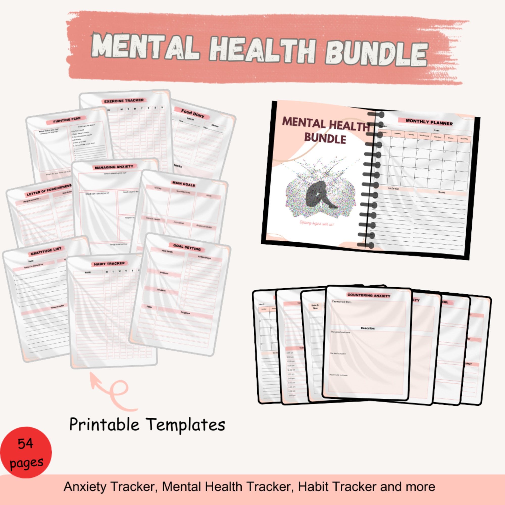 Mental Health Bundle | Mood Tracker | Medication Tracker | Anxiety ...