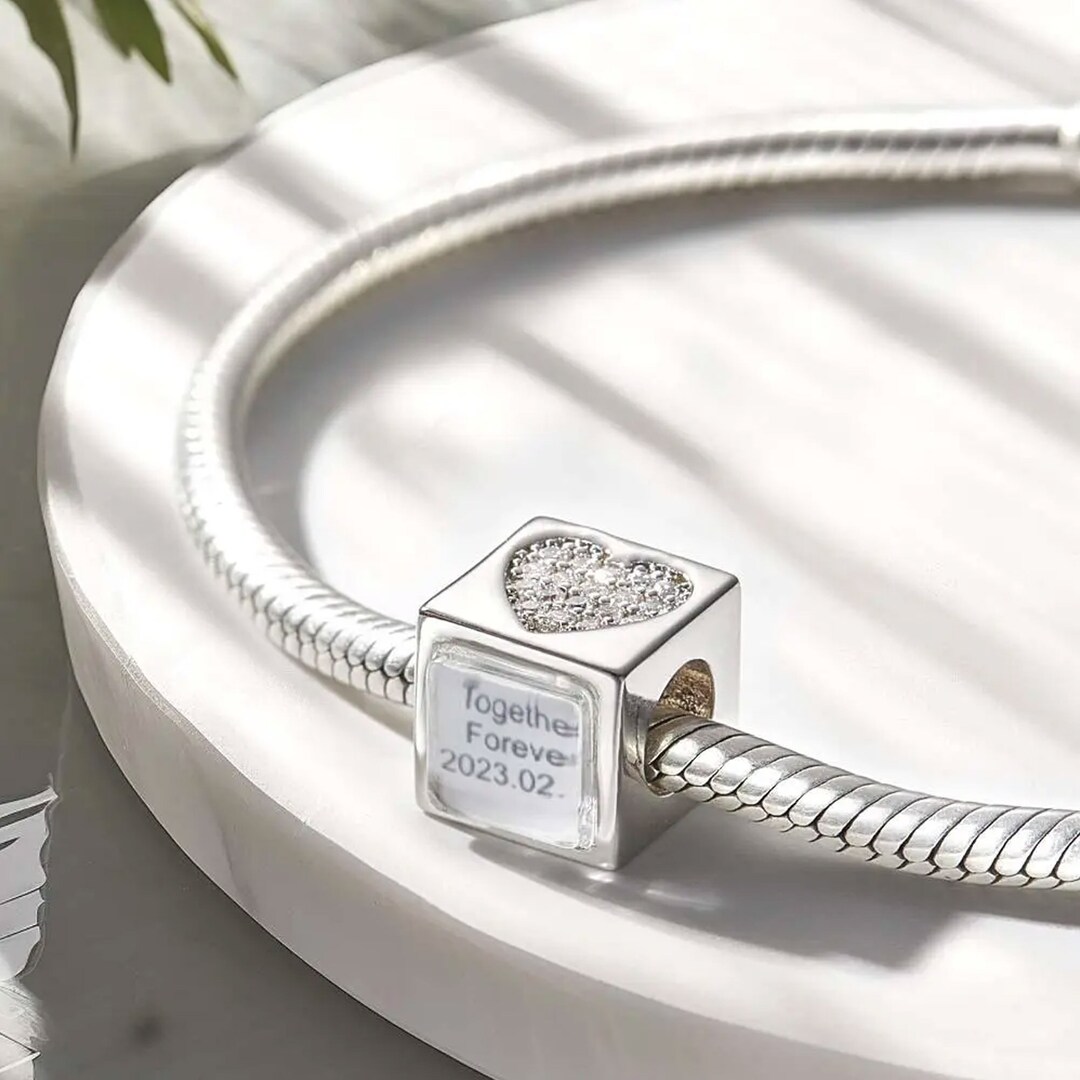 Custom Photo Engraved Charm Square Heart Diamond Romantic Gift for ...