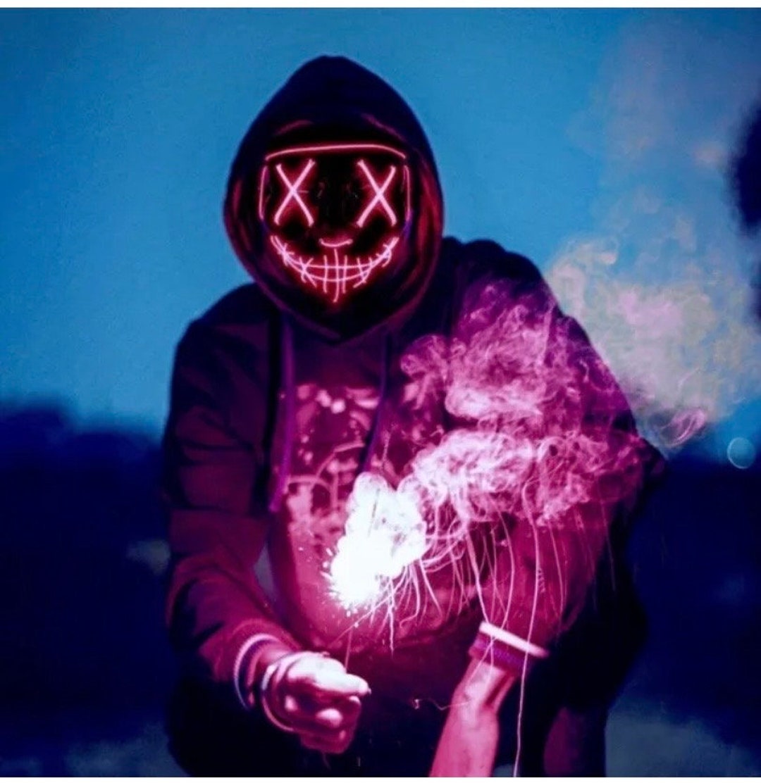 Neon LED Mask Purple - Etsy UK