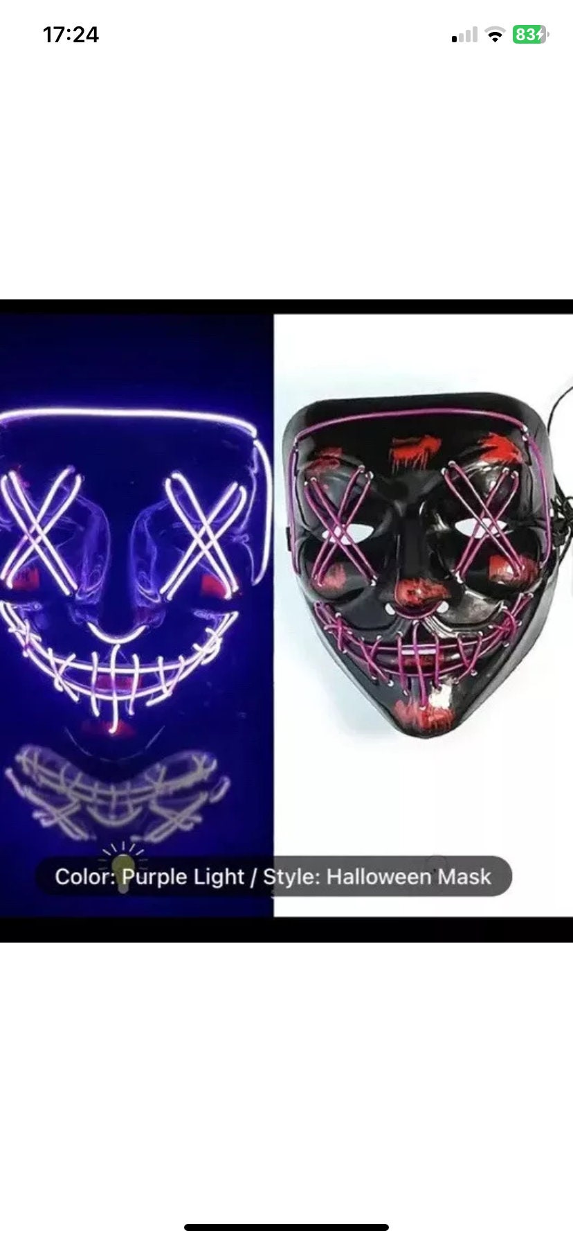 Neon LED Mask Purple - Etsy UK