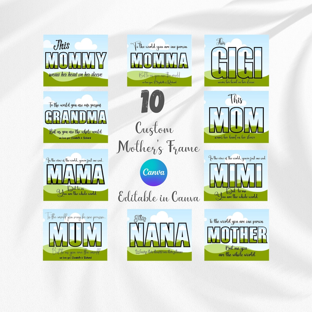 10 Mother's Day Canva Template, Mom Canva Frame Bundle, Wear Heart on ...