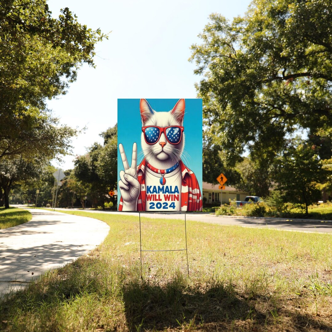 Kamala Harris Cat Yard Sign, Cute Political Yard Sign, Funny Kamala ...